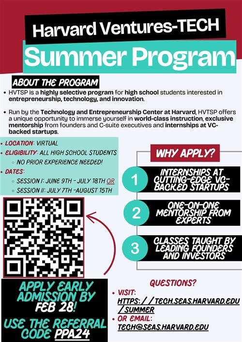 🚀 Ready to Launch Your Future? Join the Harvard Ventures-TECH Summer Program! 🌟